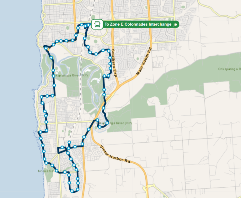Adelaide Bus Route No: 745 (Feeder Routes) runs from Noarlunga Centre ...