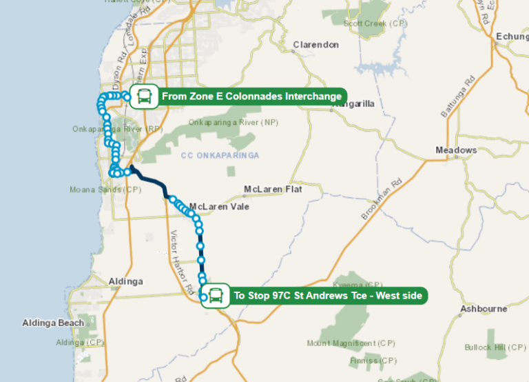 Adelaide Bus Route No: 751W (Feeder Routes) runs from terminates to ...