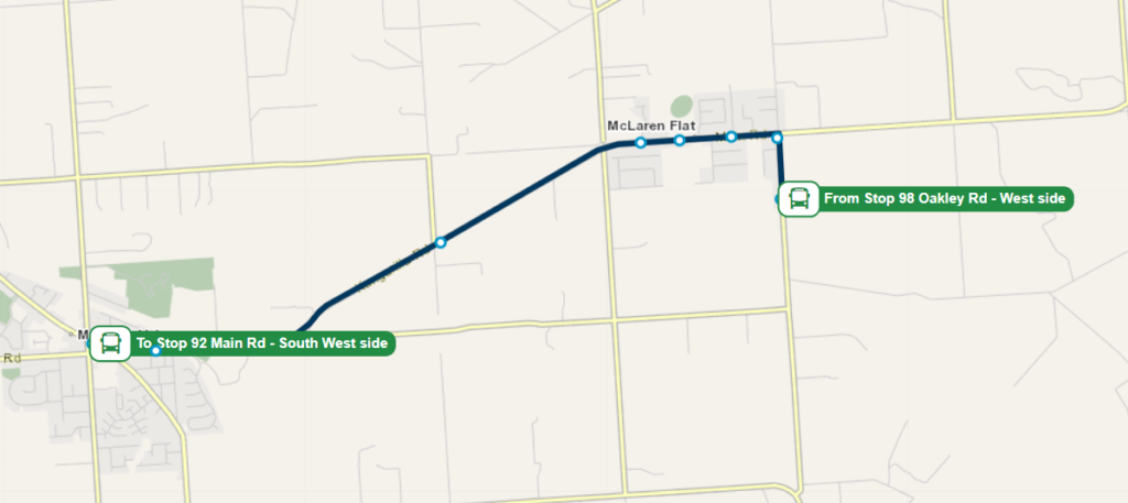 Adelaide Bus Route No: 752 (Feeder Routes) runs from McLaren Vale to ...