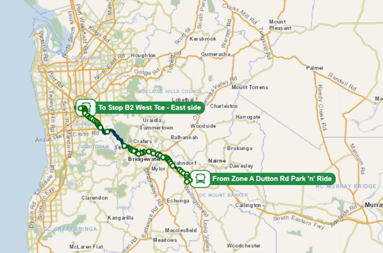 Adelaide Bus Route No: 864F (City Buses(Adelaide Hills Buses)) runs ...