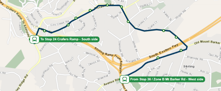 Adelaide Bus Route No: 865C (Adelaide Hills Feeder Services) runs from ...