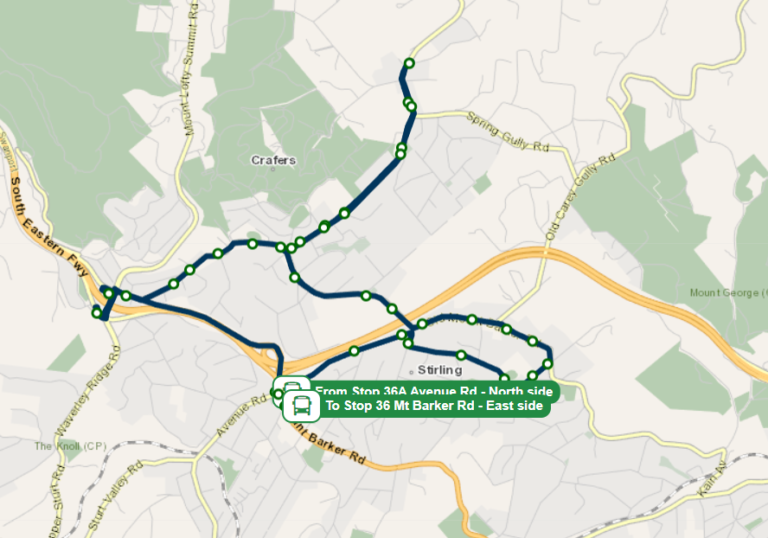Adelaide Bus Route No: 866 (Adelaide Hills Feeder Services) runs from ...