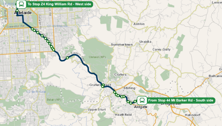 Adelaide Bus Route No: AO10 (Adelaide Oval Footy Express) runs from ...