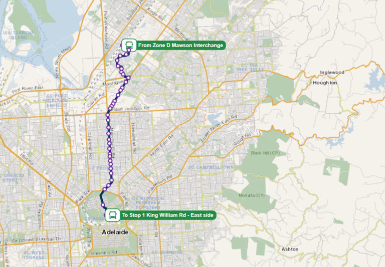 Adelaide Bus Route No: AO15 (Adelaide Oval Footy Express) runs from ...