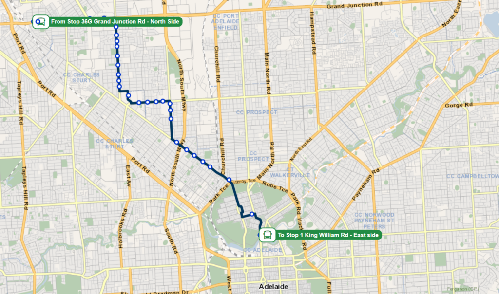 Adelaide Bus Route No: AO16 (Adelaide Oval Footy Express) runs from ...