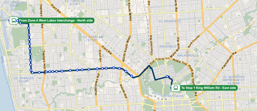 Adelaide Bus Route No: AO18 (Adelaide Oval Footy Express) runs from ...