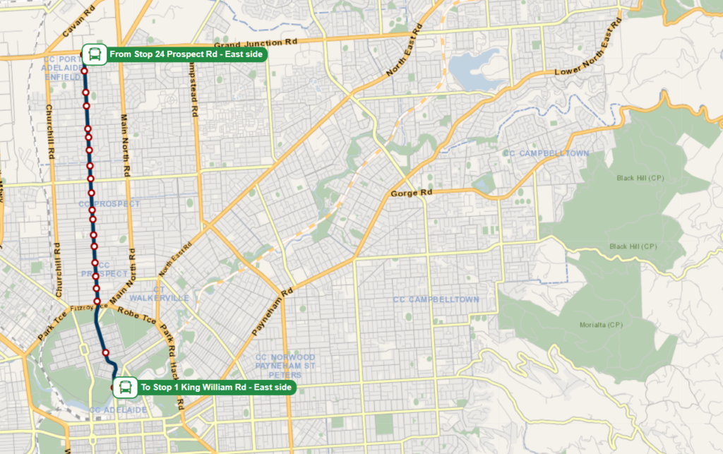 Adelaide Bus Route No: AO20 (Adelaide Oval Footy Express) runs from ...