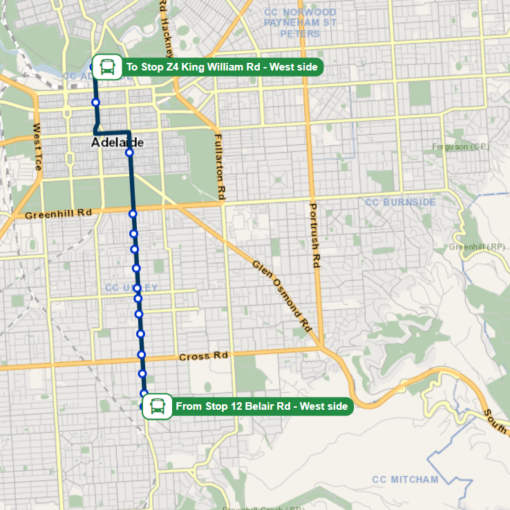 Adelaide Bus Route No: 202 (City Buses(Northern Routes)) runs from ...