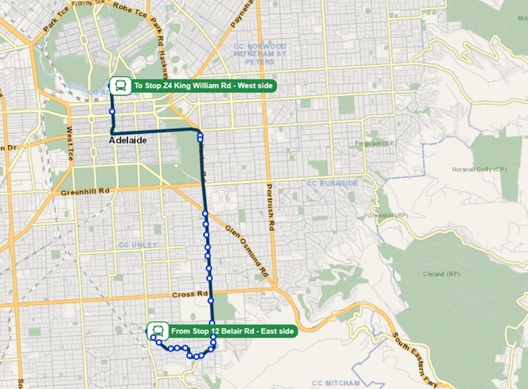 Adelaide Bus Route No: AO25 (Adelaide Oval Footy Express) runs from ...