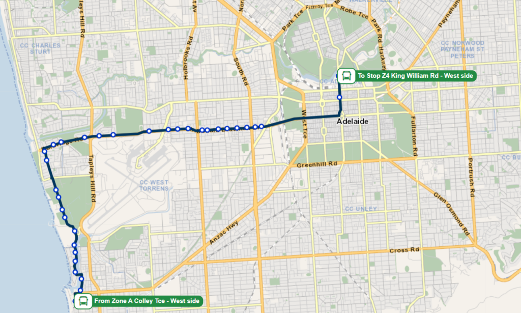 Adelaide Bus Route No: AO26 (Adelaide Oval Footy Express) runs from ...
