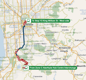 Adelaide Bus Route No: G21X (City Routes(Southern Routes)) runs from ...