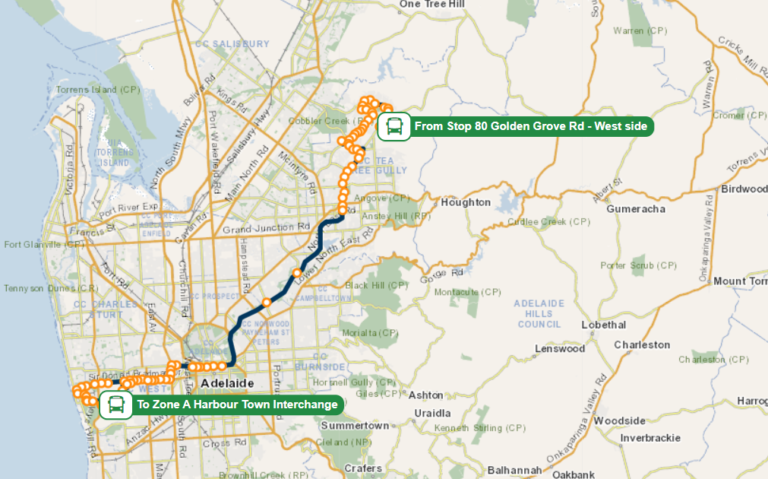 Adelaide Bus Route No: J1X (JetBuses) runs from Adelaide Airport to ...