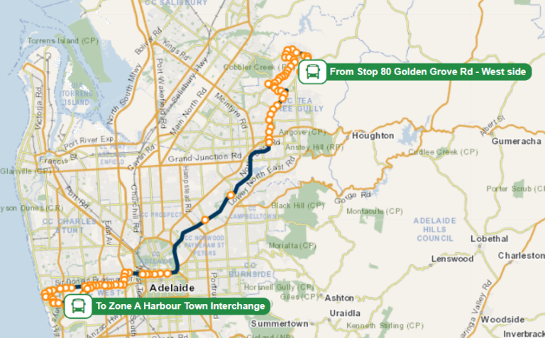 Adelaide Bus Route No: J2 (O-Bahn City Routes) runs from Greenwith to ...
