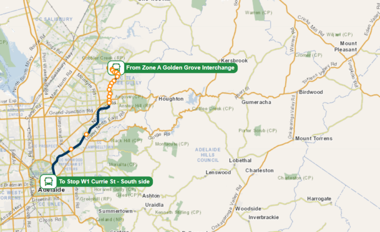 Adelaide Bus Route No: N1 (After Midnight) runs from Golden Grove to ...