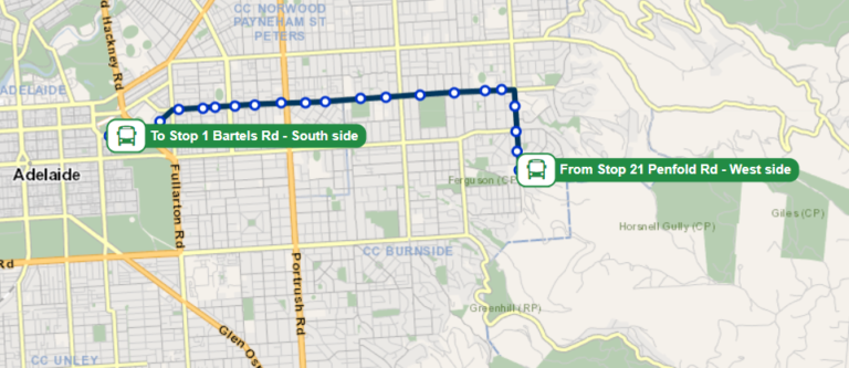 Adelaide Bus Route No: N22 (After Midnight) runs from Wattle Park to ...