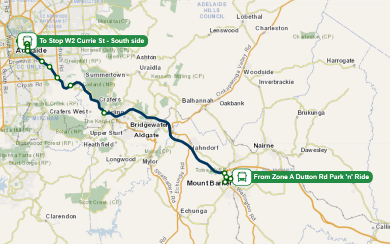 Adelaide Bus Route No: T840 (TransitLink bus services) runs from Mount ...