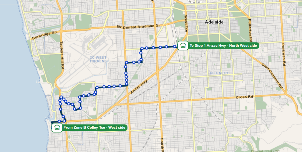 Adelaide Bus Route No: 167 (City Routes(Southern Routes)) runs from ...