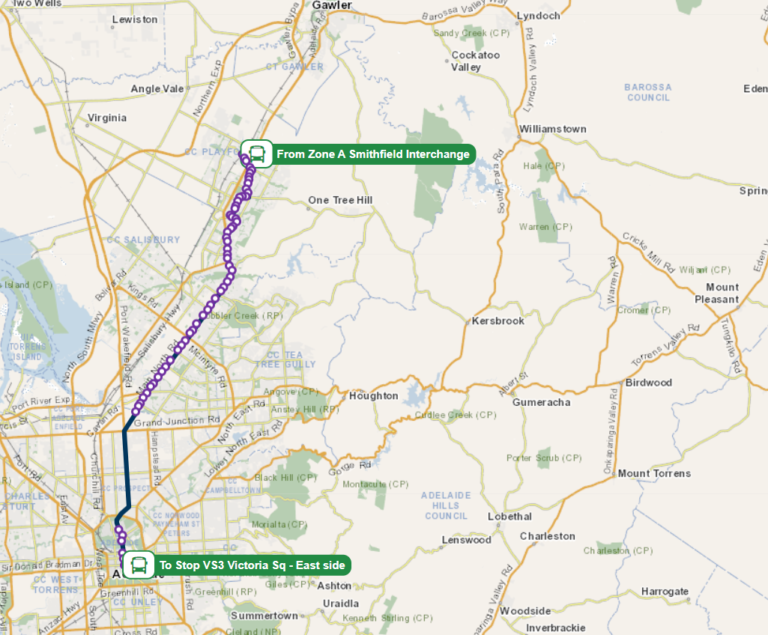 Adelaide Bus Route No: 228X (City Buses(Northern Routes)) runs from ...