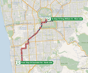Adelaide Bus Route No: 245 (City Routes(Southern Routes)) runs from ...