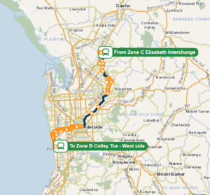 Adelaide Bus Route No: J1 (JetBuses) runs from Elizabeth Interchange to ...