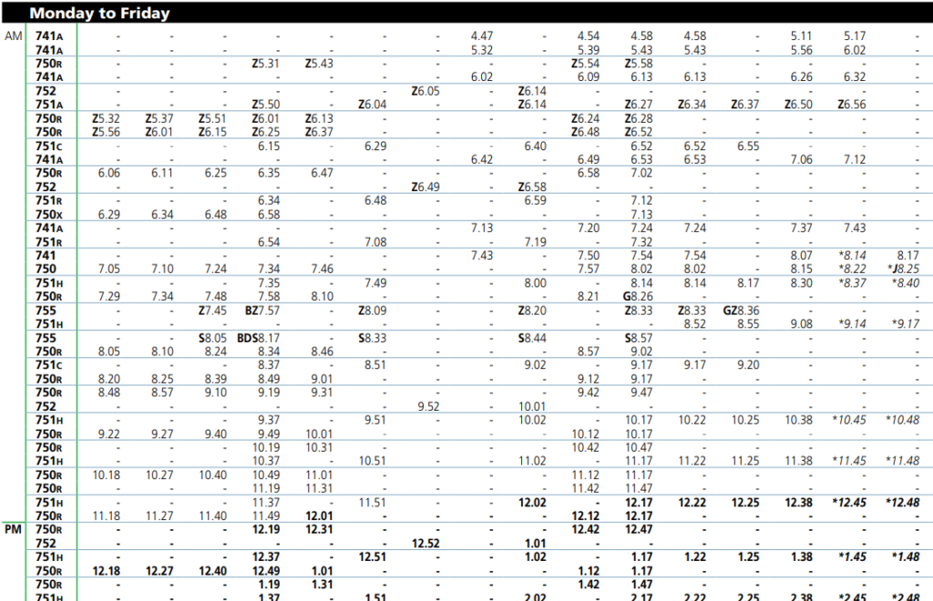 Adelaide Bus Route No: 750A (Feeder Routes) runs from terminates to ...