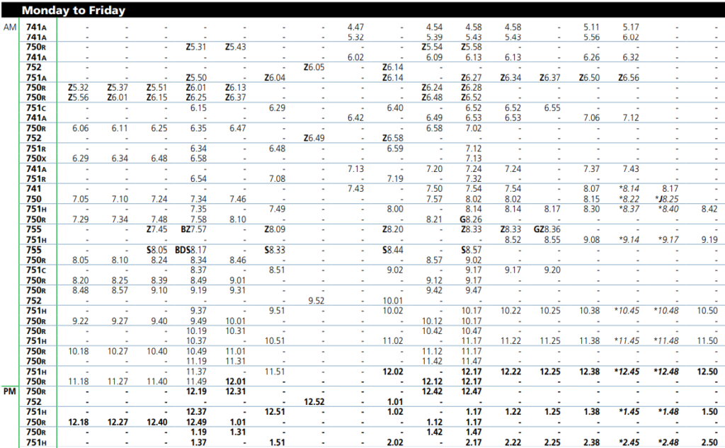 Adelaide Bus Route No: 750X (Feeder Routes) runs from Seaford to ...
