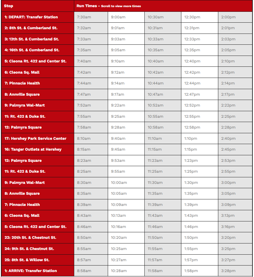 Lebanon Transit (Fixed) Bus Route / RUTA 8: From Transfer Station ...
