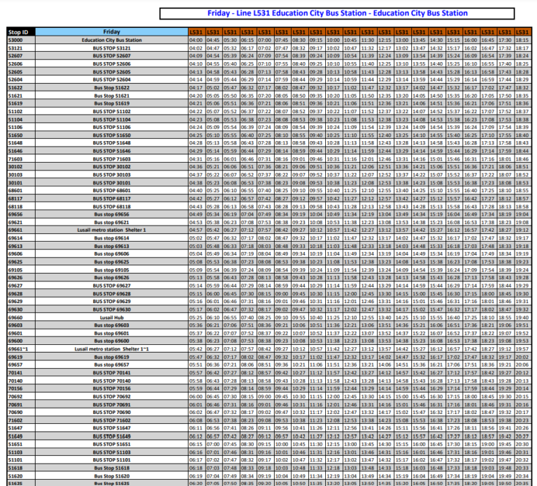 Mowasalat Bus Route / Line L531: From Education City Bus Station Qatar ...