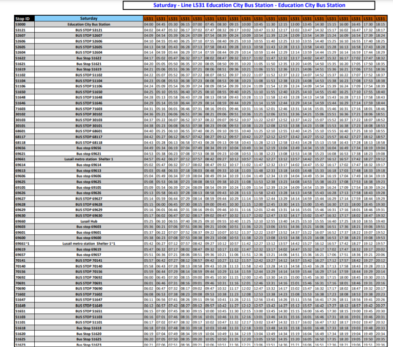 Mowasalat Bus Route / Line L531: From Education City Bus Station Qatar ...