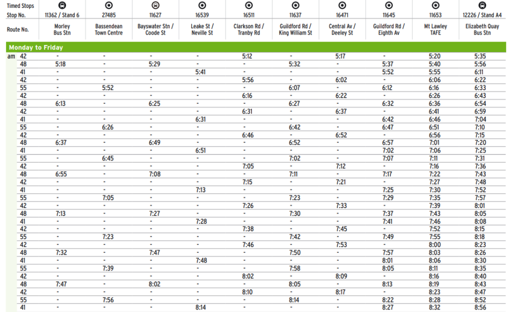 Transperth Bus Route 48 From Perth - Morley Bus Stn Australia ...