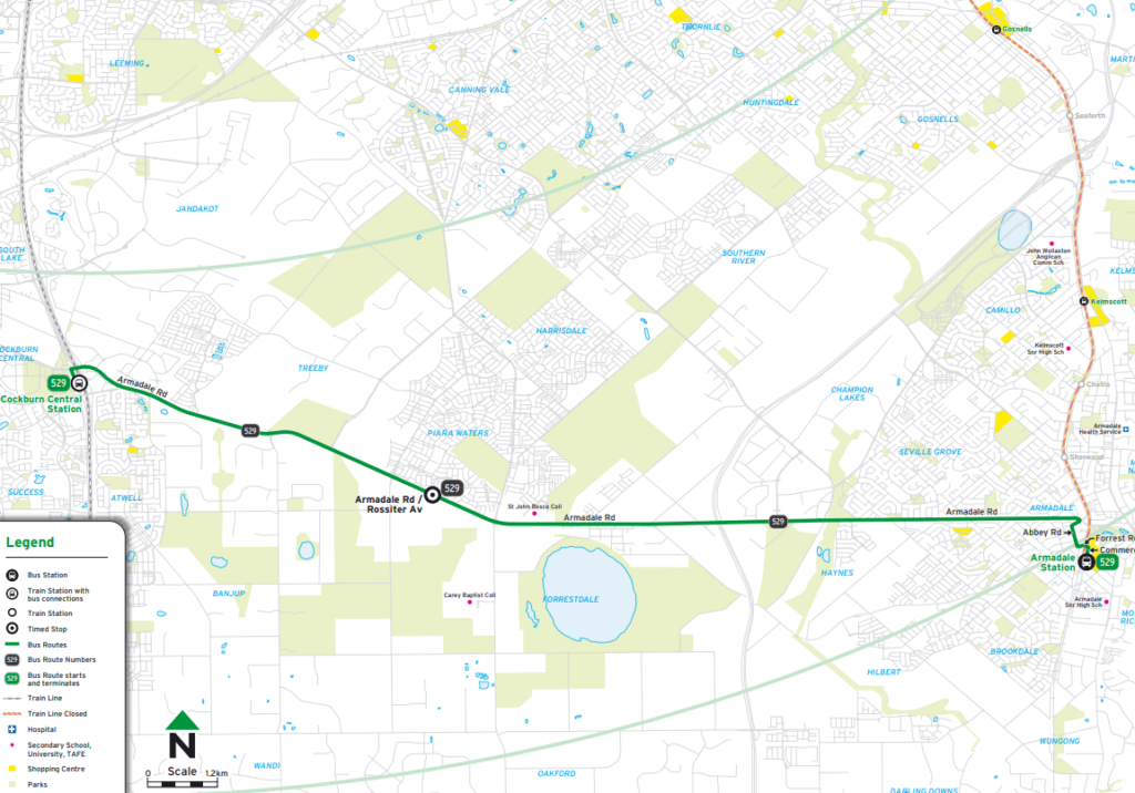Transperth Transit Bus Route 529: From Armadale Stn - Cockburn Central ...