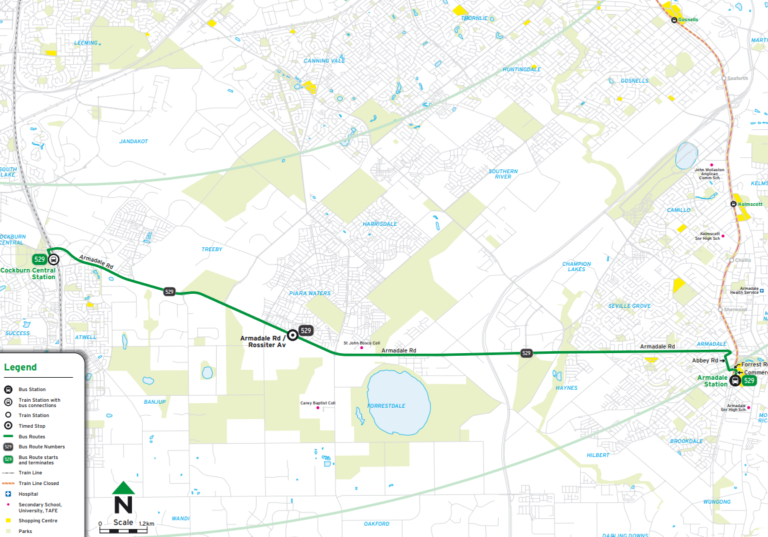Transperth Transit Bus Route 529: From Armadale Stn - Cockburn Central ...