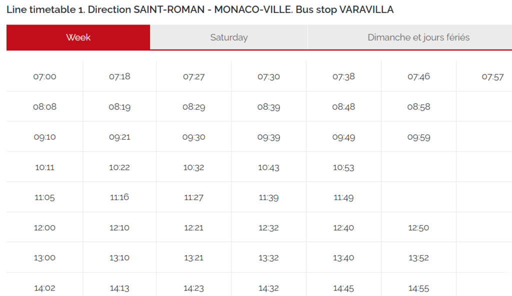 Autobus de Monaco Bus Line 1: From Monaco-Ville to Saint-Roman ...