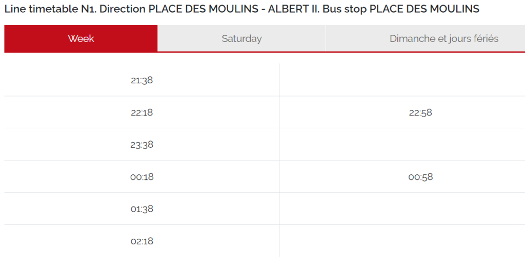 Autobus de Monaco Bus Line N1: From Albert Ii - Place Des Moulins (Vice ...