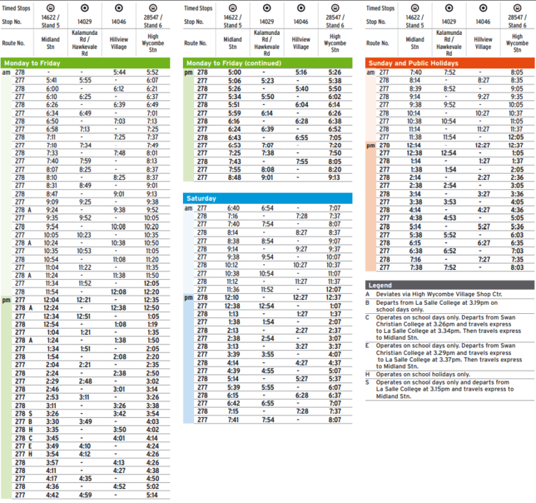 Transperth Bus Route 278 From High Wycombe Stn - Midland Stn Australia ...