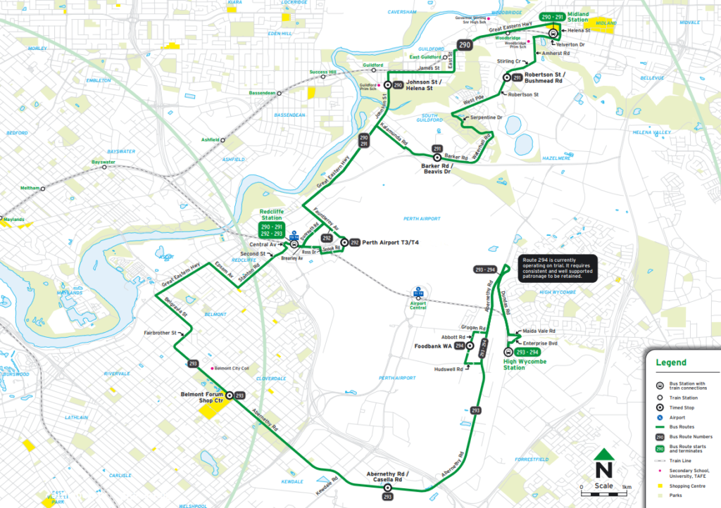 Transperth Bus Route 291 From Redcliffe Stn – Midland Stn Australia ...