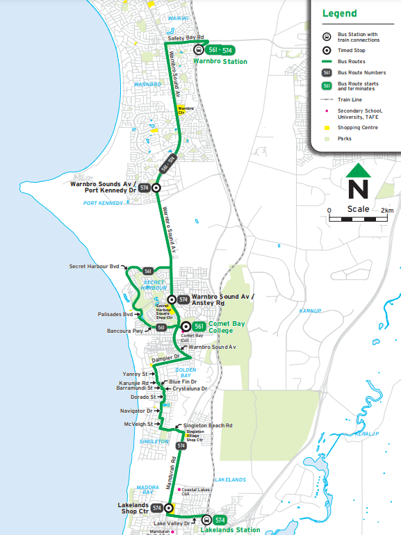 Transperth Bus Route 561 From Warnbro Stn – Secret Harbour West ...