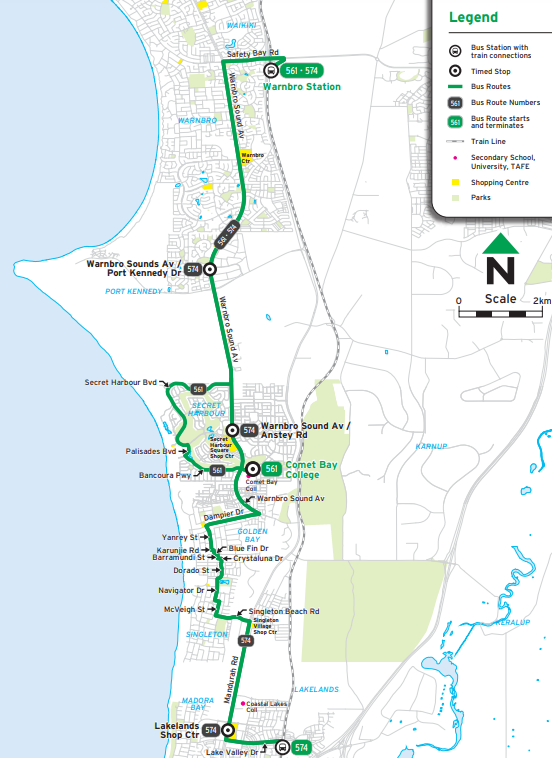 Transperth Bus Route 574 From Warnbro Stn – Lakelands Stn Australia ...