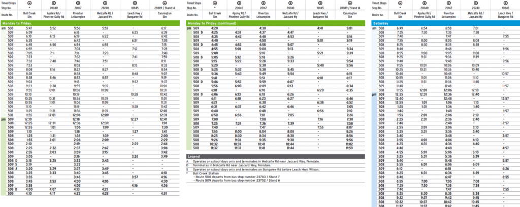 Transperth Bus Route 508 From Bull Creek Stn - Cannington Stn Australia ...