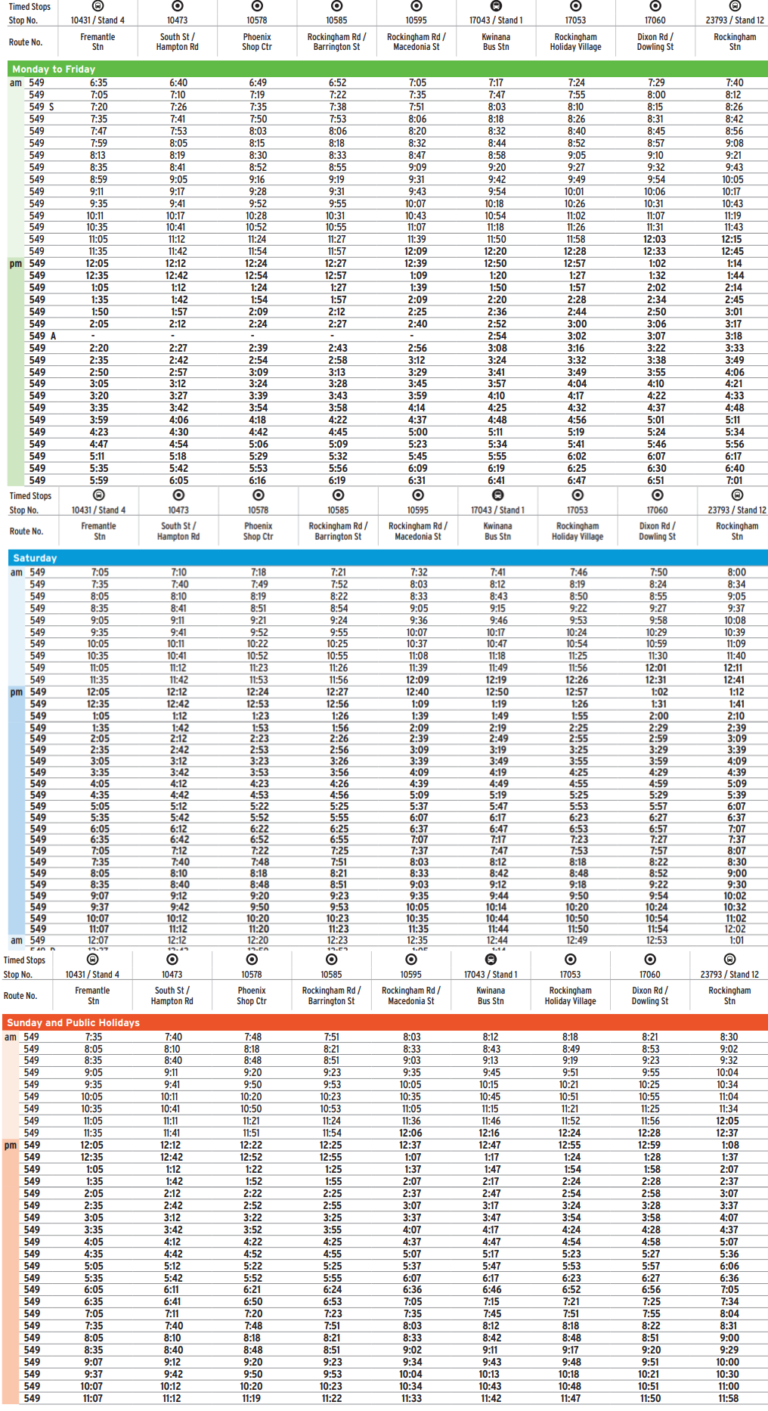 Transperth Bus Route 549 From Fremantle Stn - Rockingham Stn Australia ...