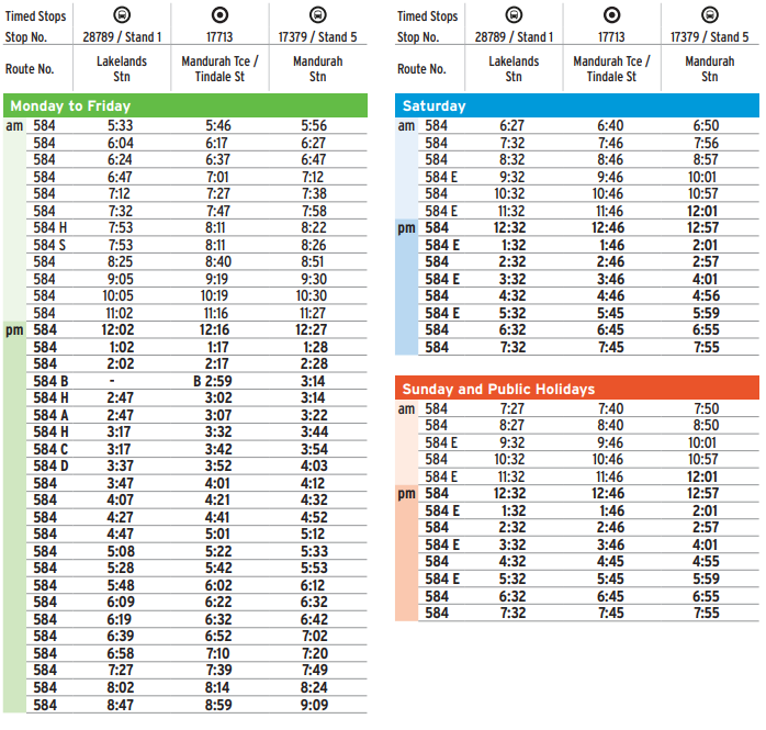 Transperth Bus Route 584 From Lakelands Stn – Mandurah Stn Australia ...