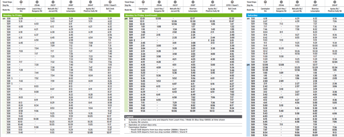 Transperth Bus Route 508 From Bull Creek Stn - Cannington Stn Australia ...