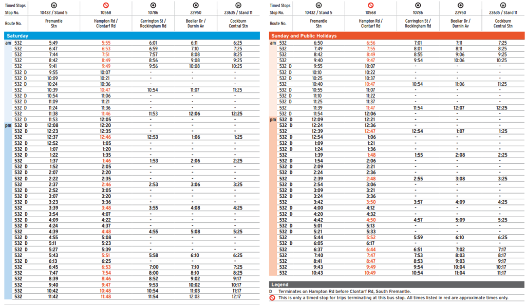 Transperth Bus Route 532 From Cockburn Central Stn - Fremantle Stn ...