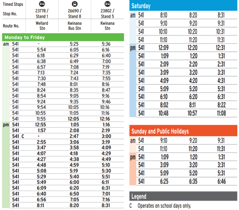 Transperth Bus Route 541 From Kwinana Stn - Wellard Stn Australia ...