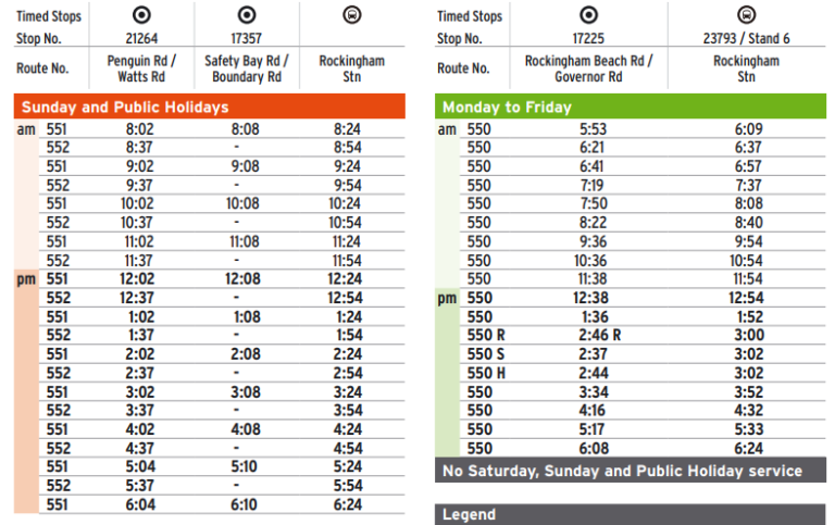 Transperth Bus Route 550 From Rockingham Stn - Rockingham Beach ...