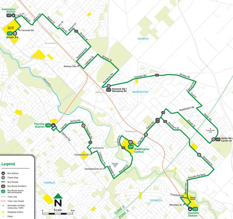 Transperth Bus Route 228 From Thornlie Stn - Gosnells Stn Timetables ...