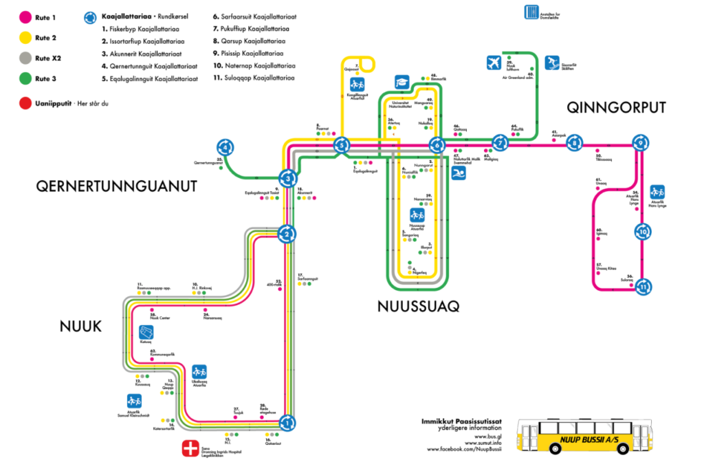 Greenland Bus Rute / Route 1: from Akunnerit to Narsarsuaq Timetables ...