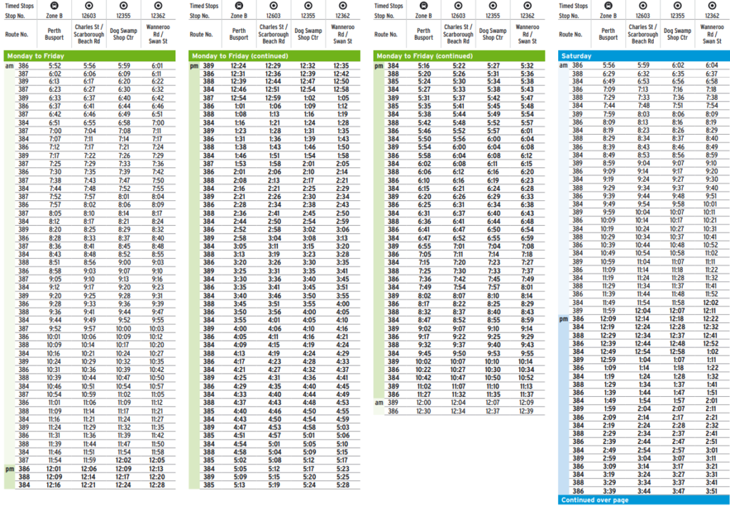Transperth Bus Route 384 From Perth - Nollamara Timetables, Route Maps ...