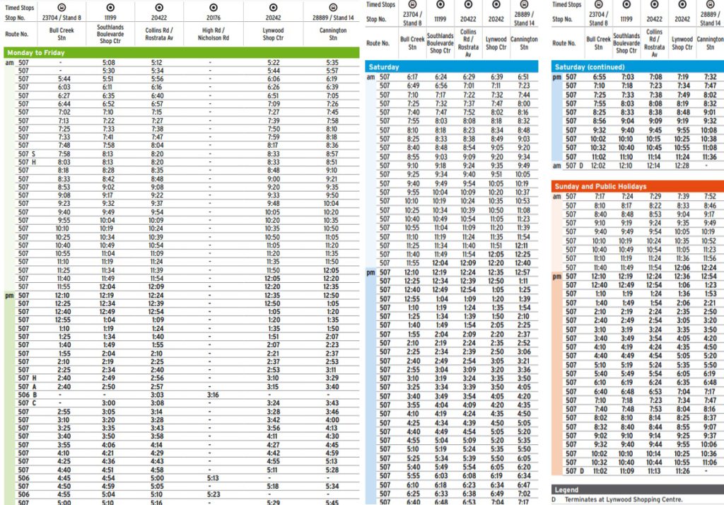 Transperth Bus Route 507 From Bull Creek Stn - Cannington Stn ...