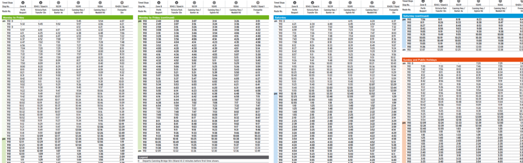 Transperth Bus Route 910 From Perth - Fremantle Stn Timetables, Route ...